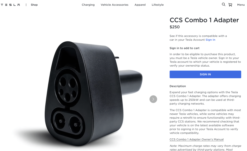 It's official... Tesla has released their CCS adapter in the US ...
